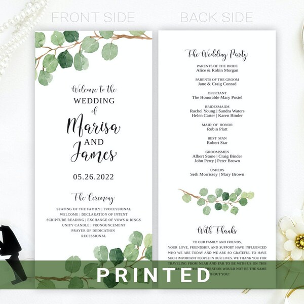 Greenery Wedding Program - Etsy