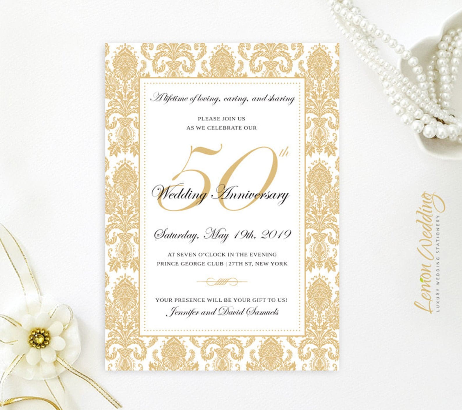 50th Wedding anniversary invitations Golden 25th 30th | Etsy