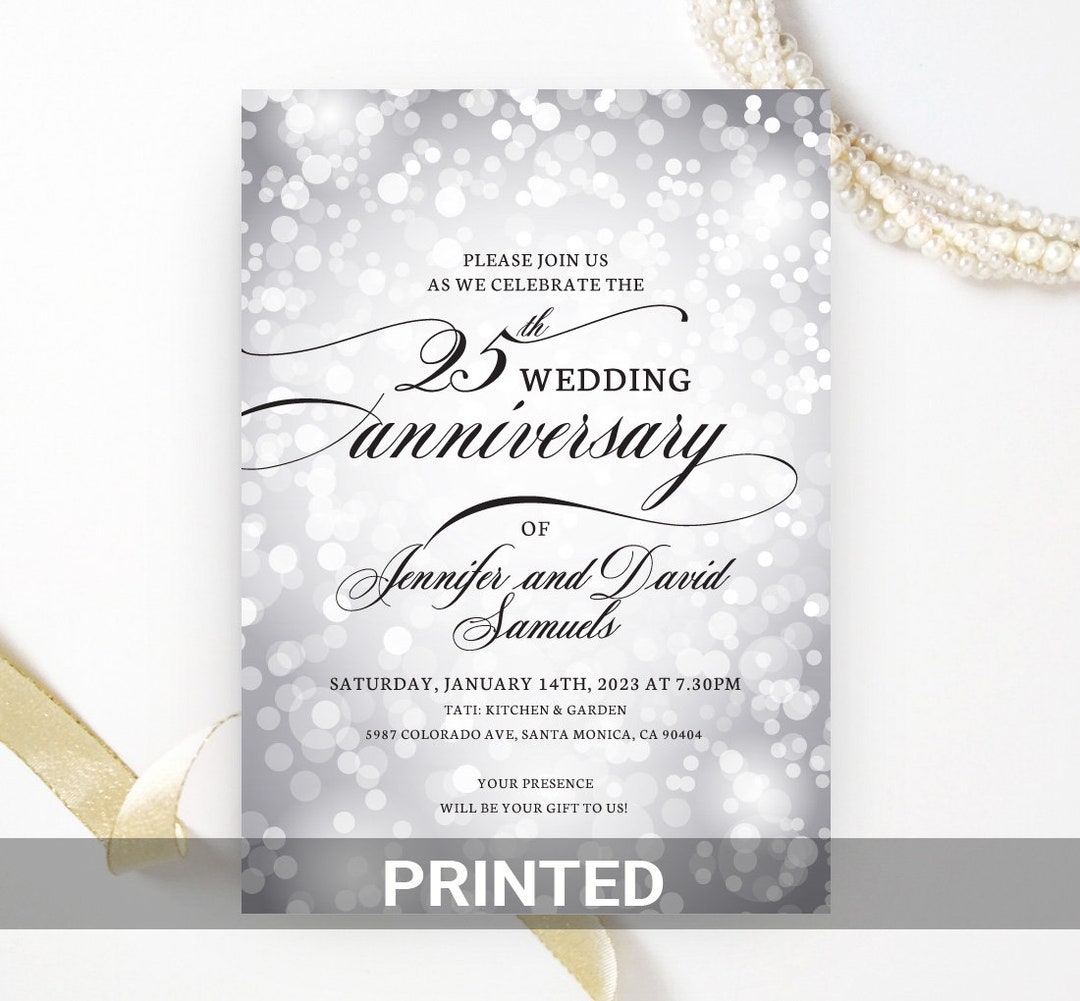 25th Wedding Anniversary Invitations Silver 30th, 40th, 50th, 60th 70th ...
