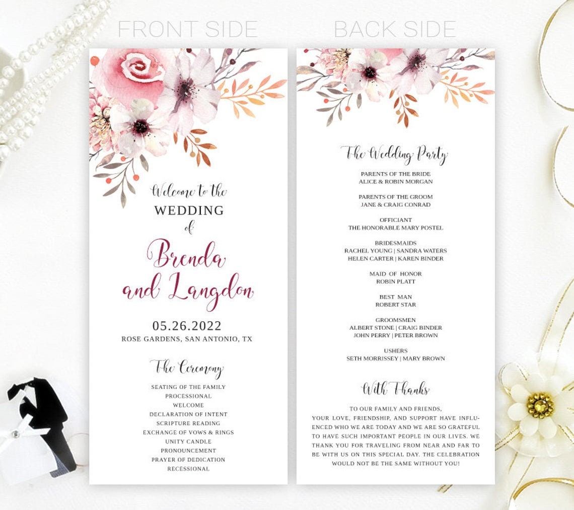 Wedding Programs PRINTED Ceremony Programs for Wedding - Etsy