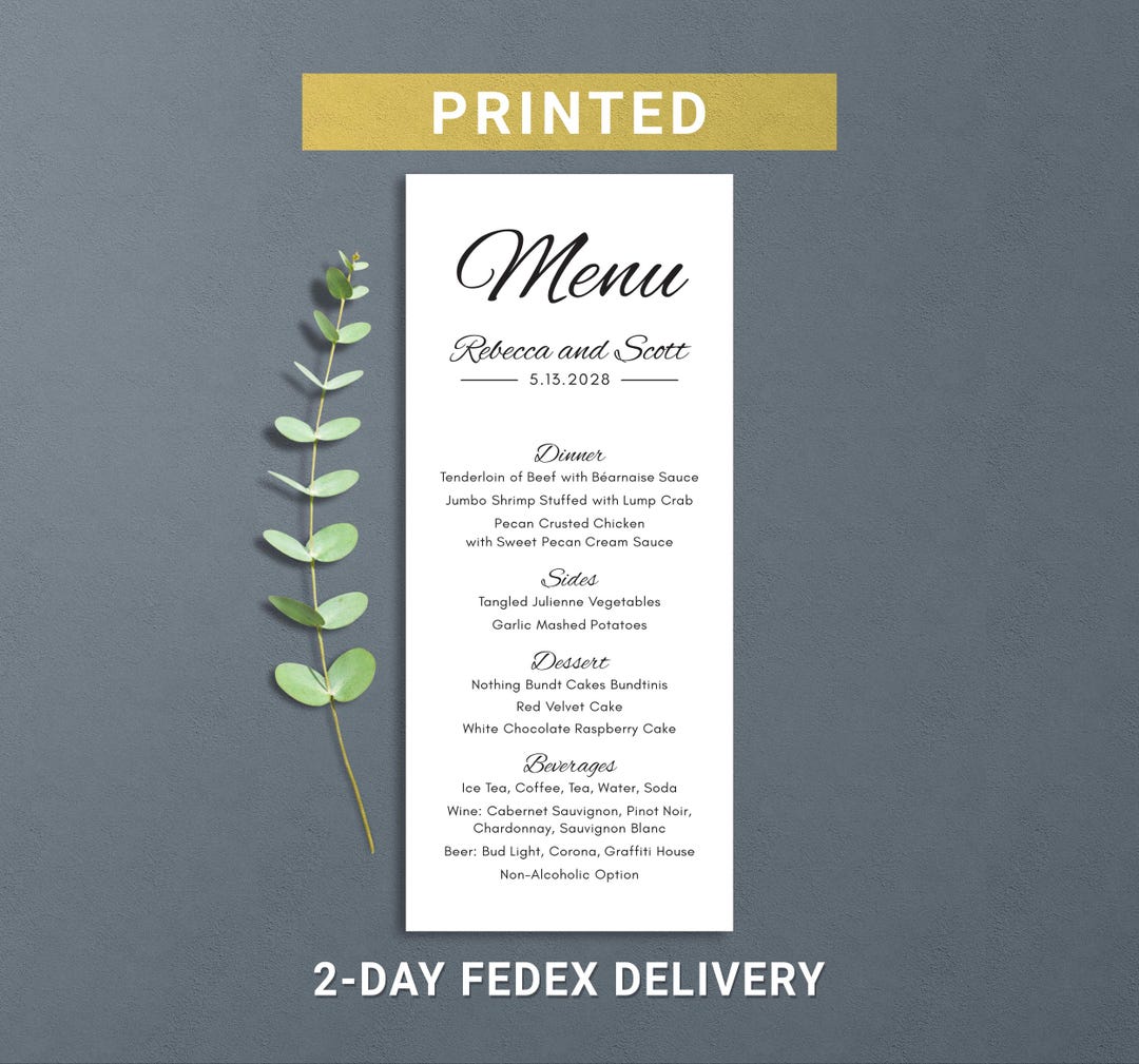 Simple Dinner Menus Personalized, Menu Cards - Etsy
