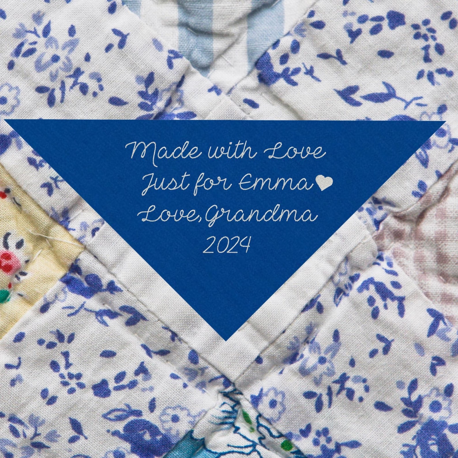 Custom Embroidered Triangular Quilt Label: Personalized Fabric Tag - Etsy