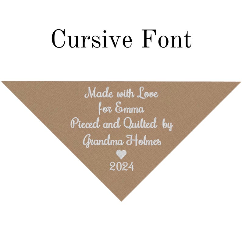 Custom Embroidered Triangular Quilt Label: Personalized Fabric Tag - Etsy