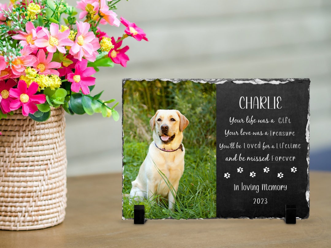 Photo Rock Slate, Gifted Dog Memory, Forever Loved Gift, Personalized ...