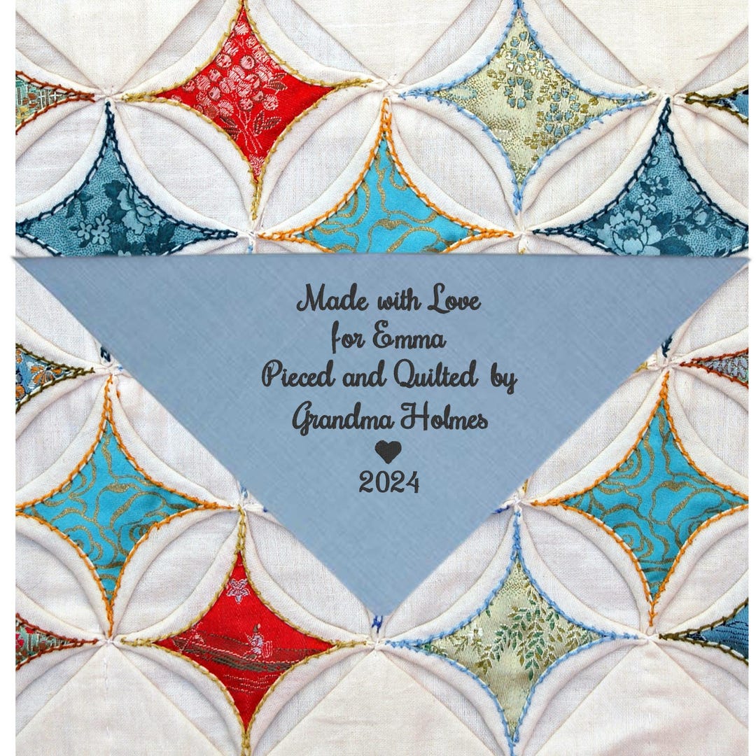 Custom Embroidered Quilt Label, Personalized Quilt Label on Fabric ...