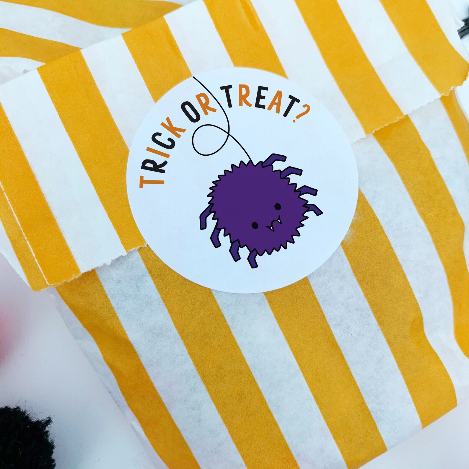 Spider Trick or Treat Stickers Spider Treat Bag Labels 51mm Circle ...