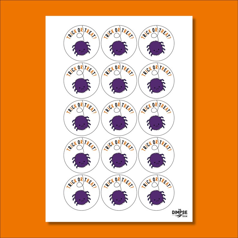 Spider Trick or Treat Stickers Spider Treat Bag Labels 51mm Circle ...