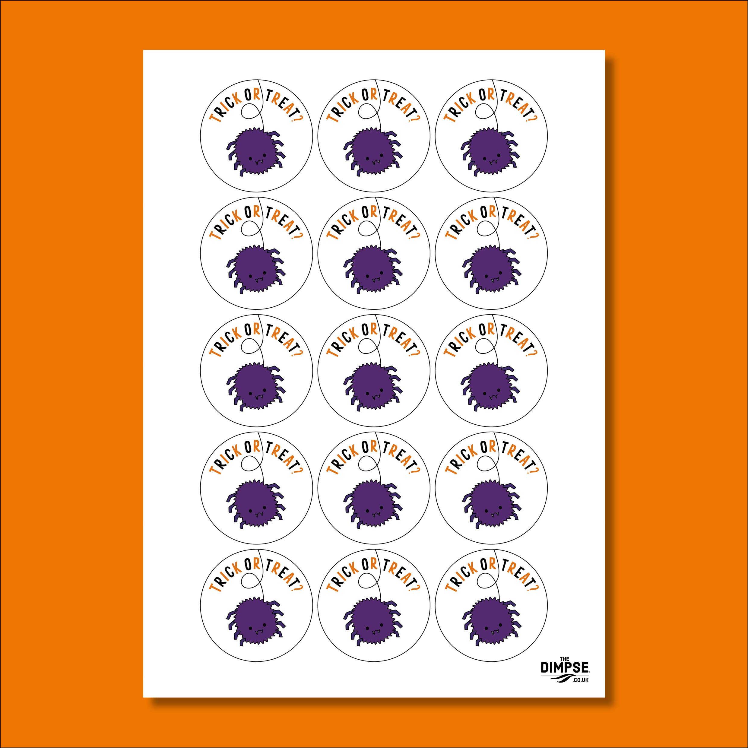 Spider Trick or Treat Stickers Spider Treat Bag Labels 51mm Circle ...
