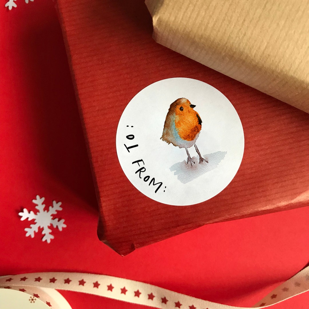 Watercolor Robin Gift Stickers: Christmas Present Labels - Etsy UK