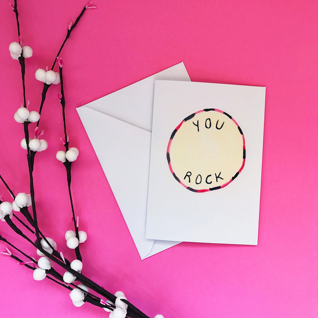 You Rock Card | Congratulations Card | Good Luck | Rock | Watercolour ...