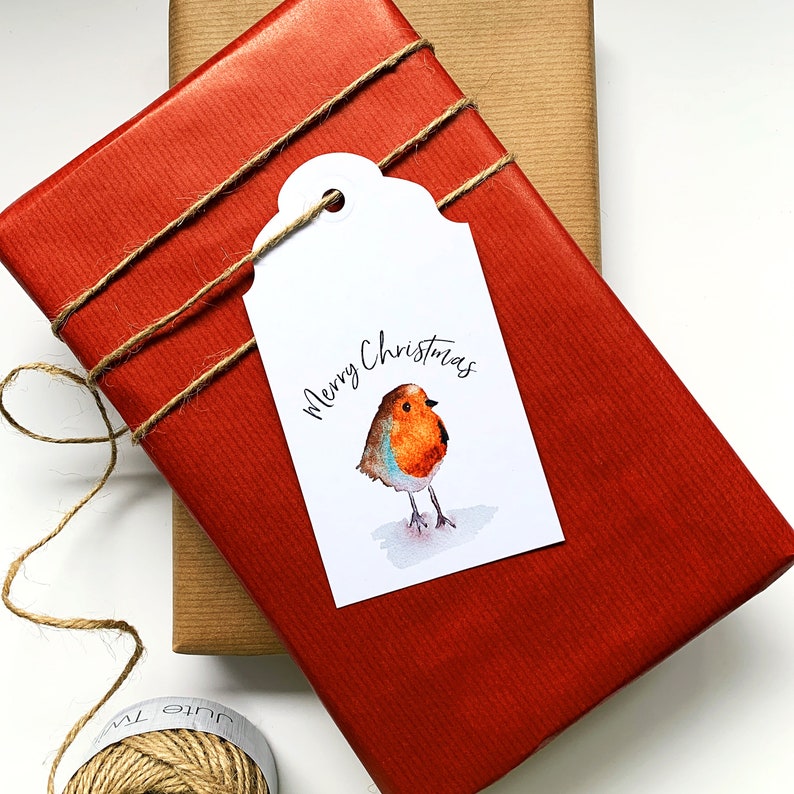 Watercolour Robin Tags | Merry Christmas Gift Tags | Present Tags ...