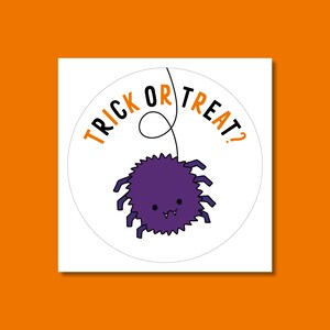 Spider Trick or Treat Stickers | Spider Treat Bag Labels | 51mm Circle ...