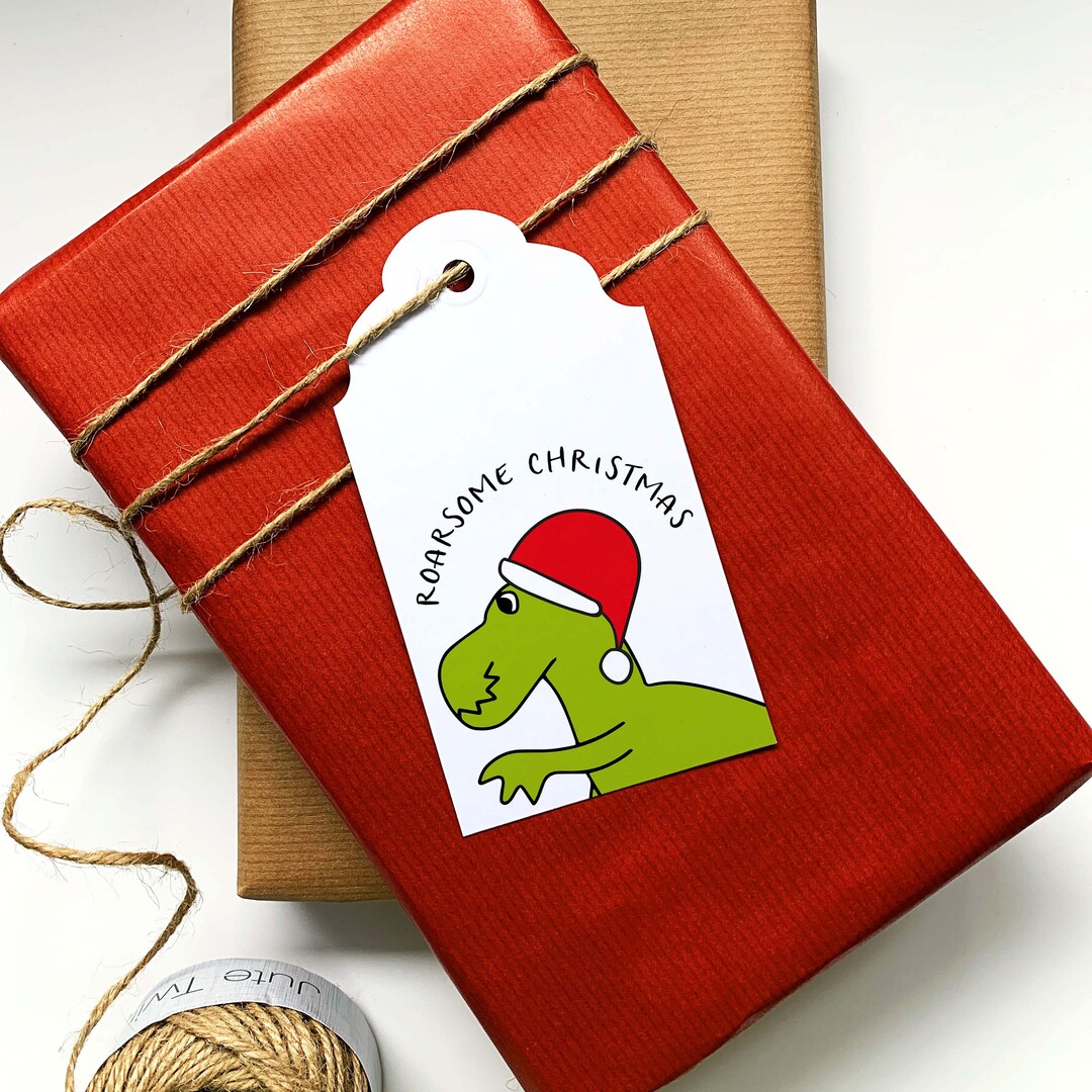 Christmas Dinosaur Tags | Merry Christmas Gift Tags | Present Tags ...