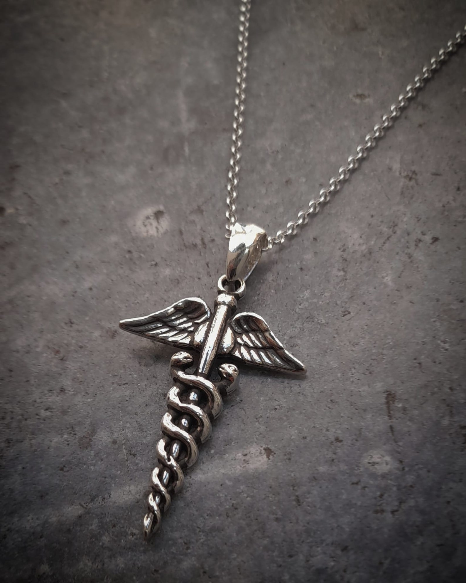 Medical Symbol Caduceus Sterling Silver 925 Necklace of Hermes - Etsy