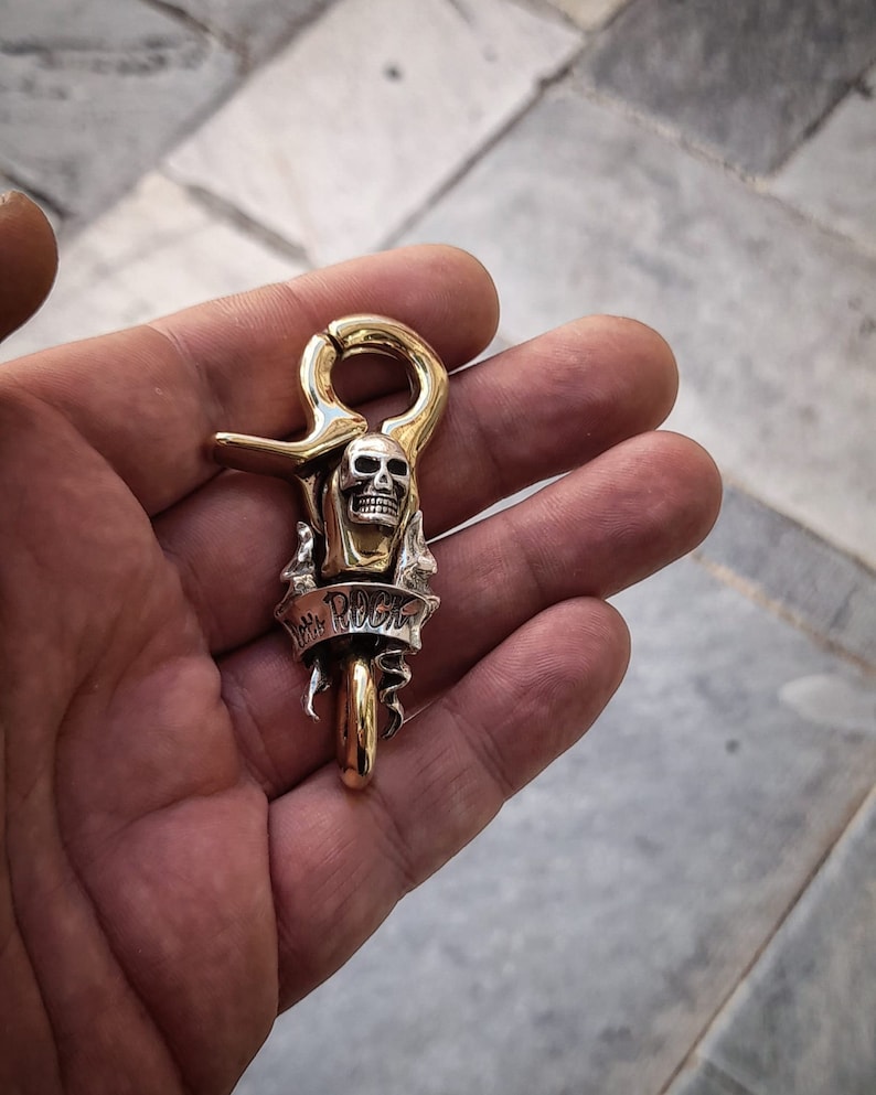 Heavy Duty Skull Trigger Snap Clip Key Ring Sterling Silver - Etsy