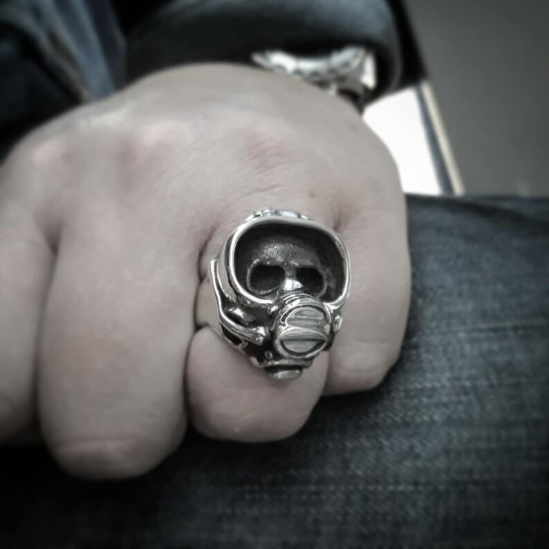 Skull Sterling Silver 925 Ring Scuba Diving | Etsy