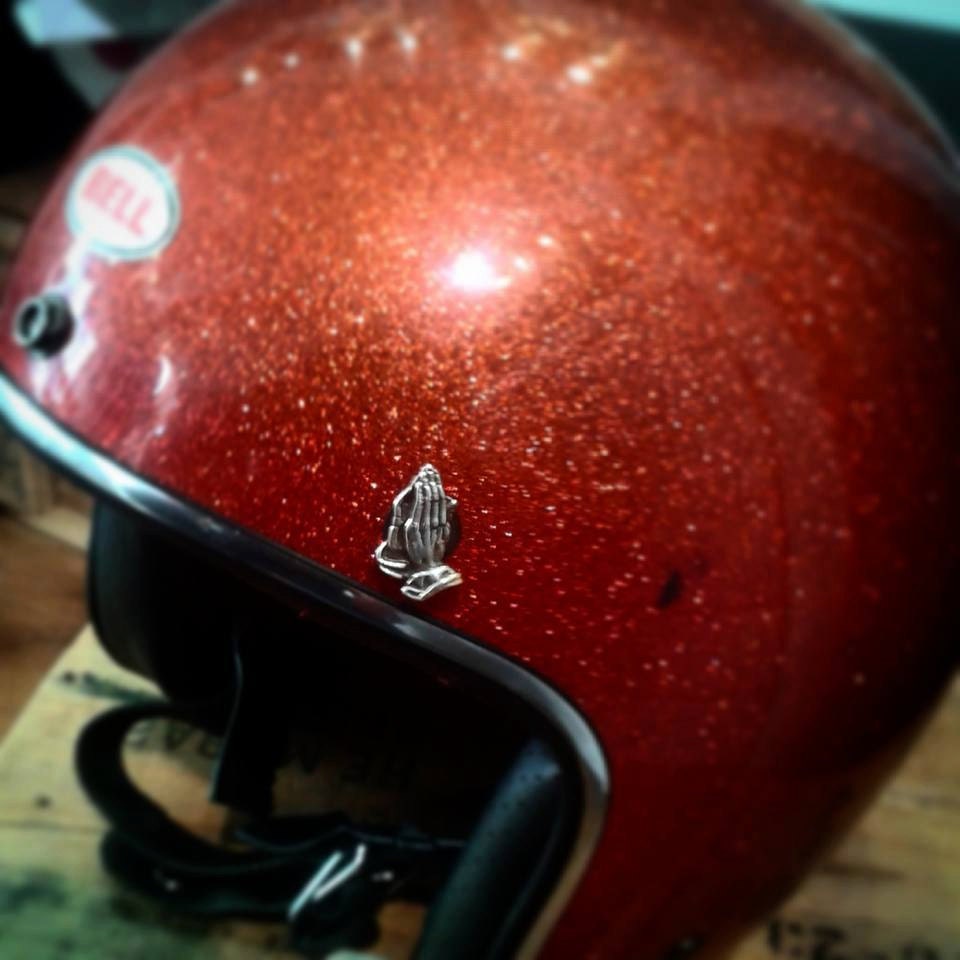 Prayer Hand Sterling Silver Helmet Snap Cover - Motorcycle Biker ...