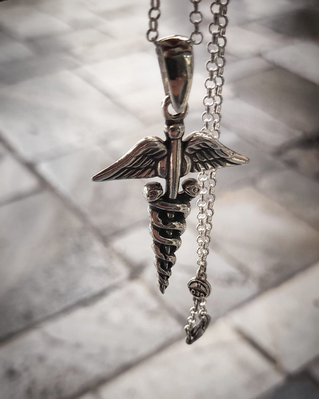 Medical Symbol Caduceus Sterling Silver 925 Necklace of Hermes - Etsy