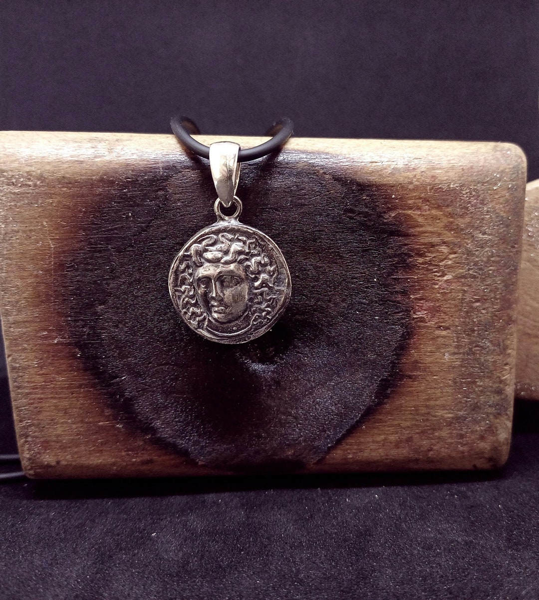 Medusa Sterling Silver Coin Pendant - Etsy