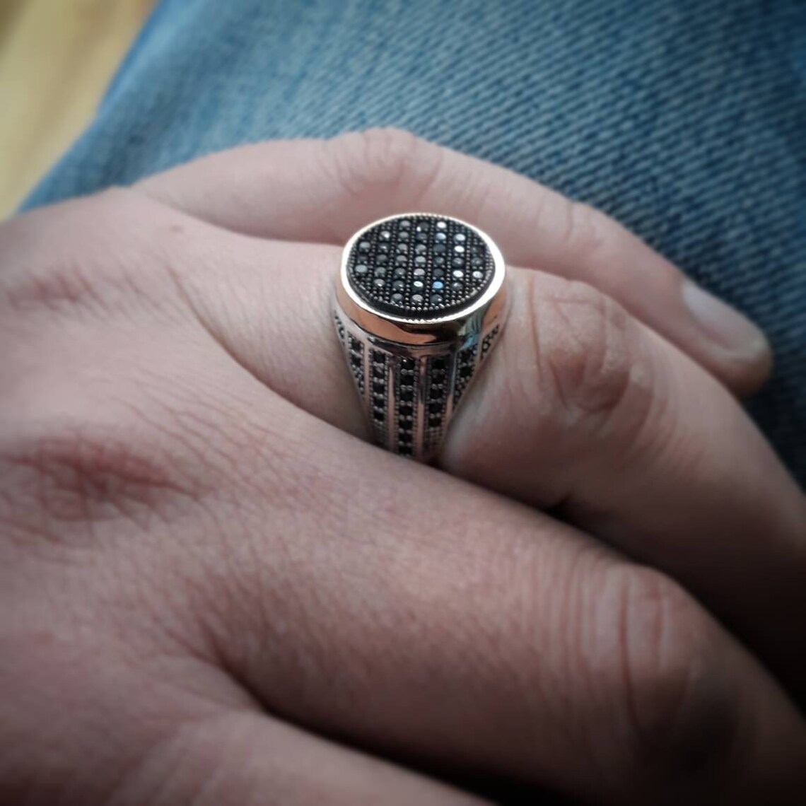 Mens Sterling Silver Ring Round Spinel 925 | Etsy