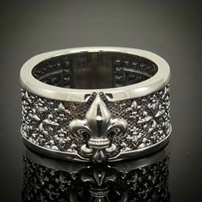 Fleur De Lis Band Ring Sterling Silver 925 - Etsy