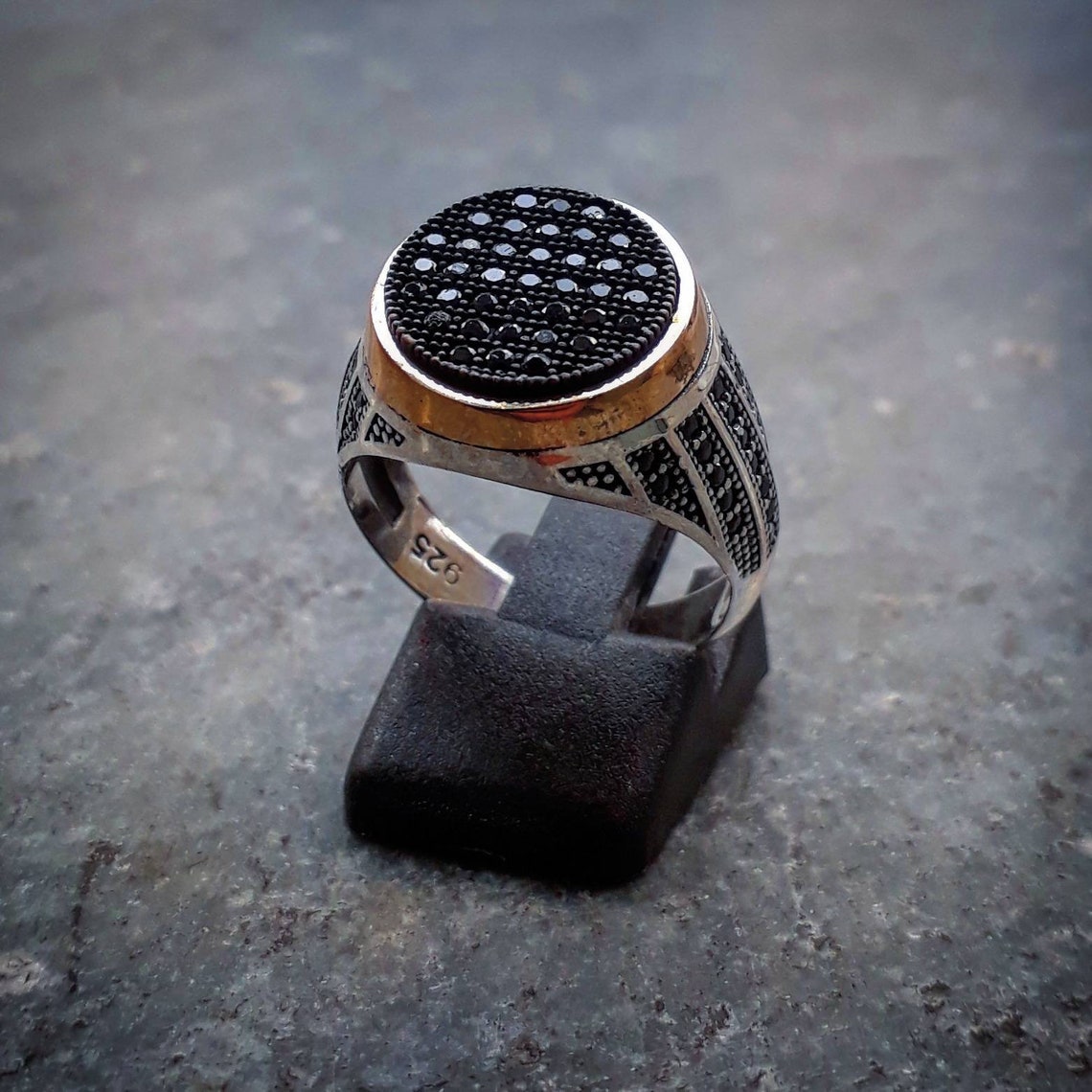 Mens Sterling Silver Ring Round Spinel 925 | Etsy