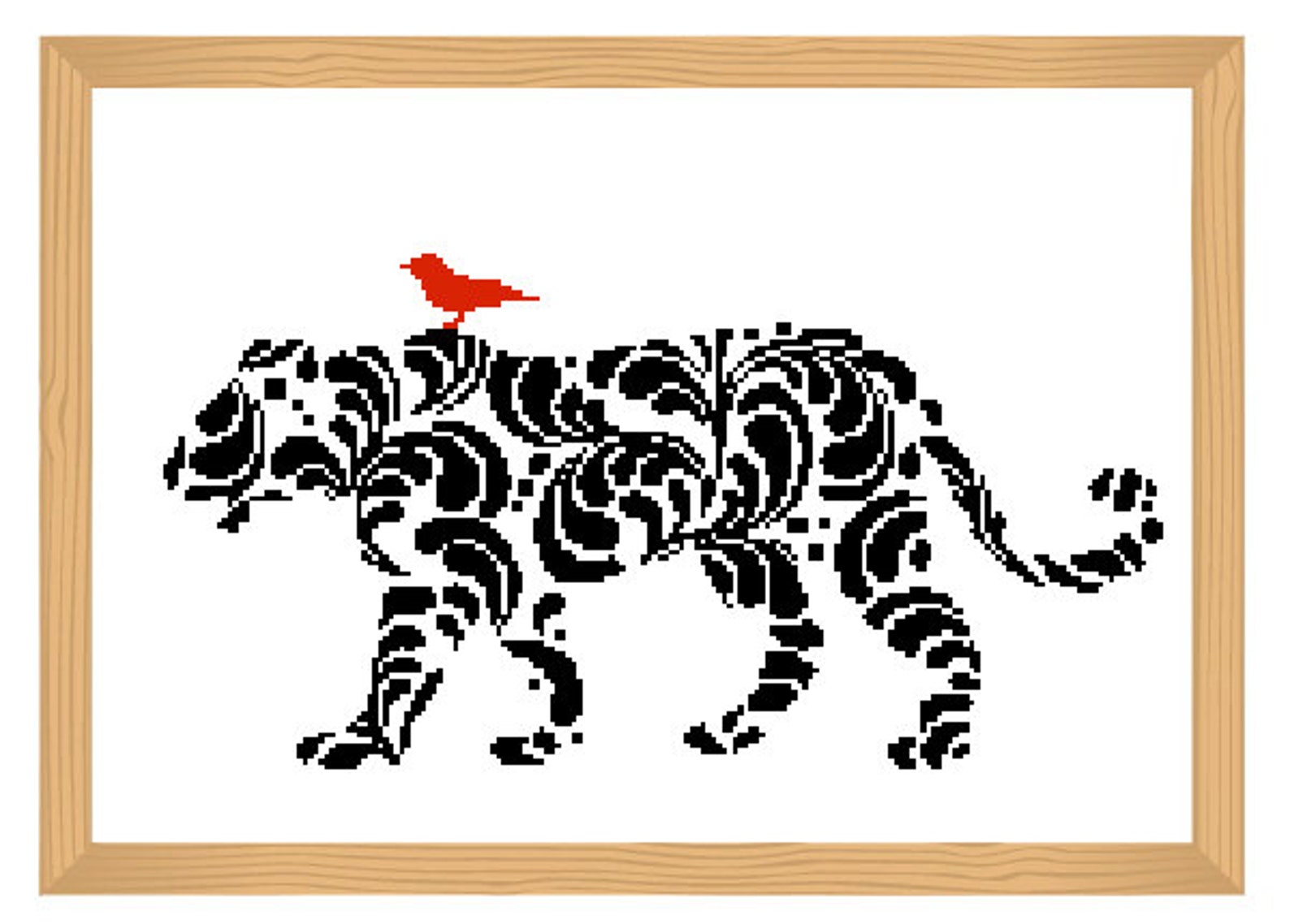 Tiger Cross Stitch Pattern, Silhouette Cross Stitch, Ornamental ...