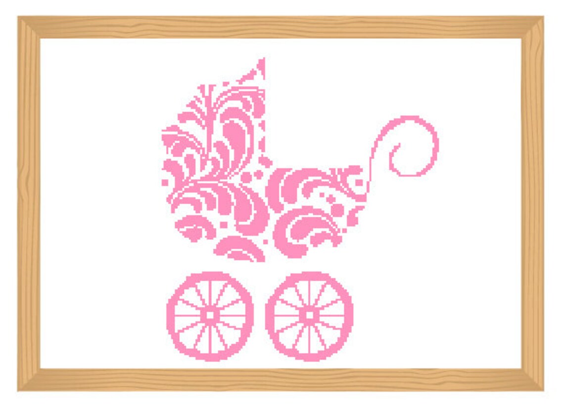 Baby Stroller Pattern, Silhouette Cross Stitch, Ornamental, Pram ...
