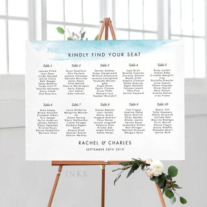 Printable Seating Chart Poster Watercolor Beach Wedding Seat | Etsy