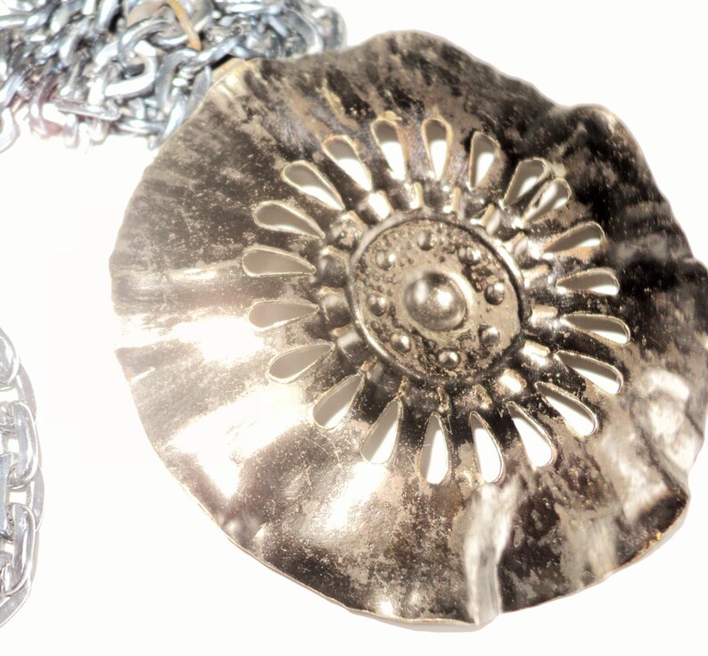 Vintage Embossed Metal Necklace Silver & Black Painted - Etsy