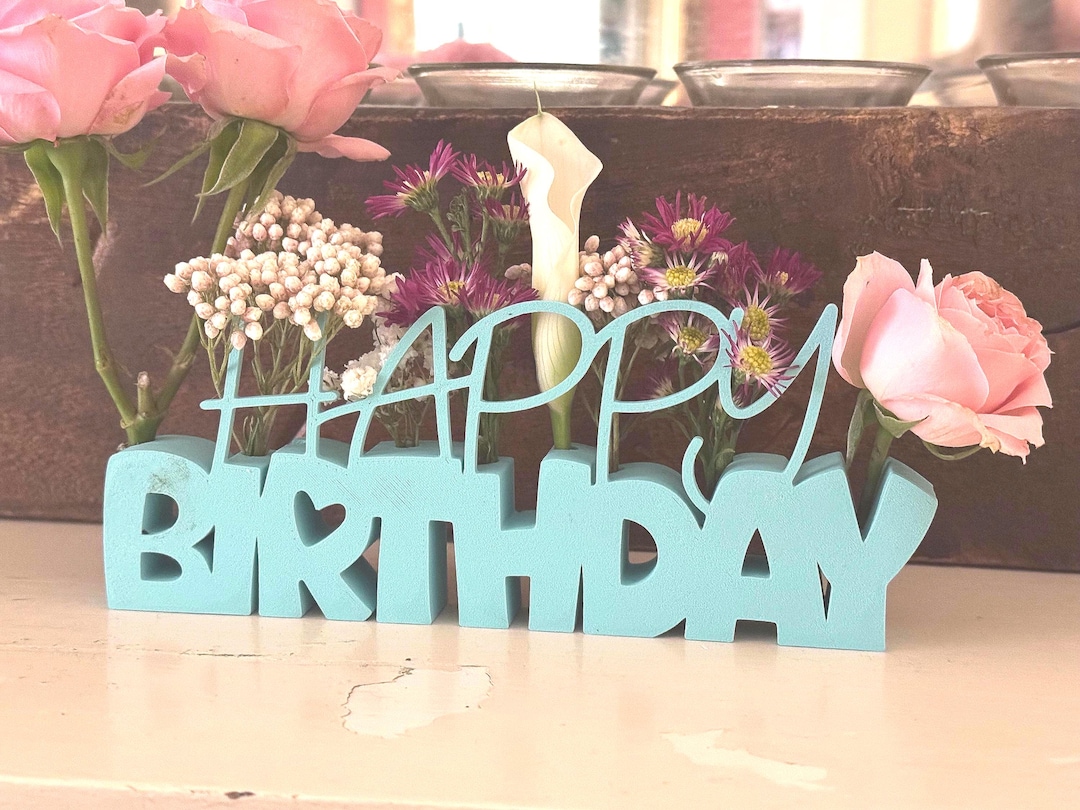 3D Printed Happy Birthday Table Sign - Etsy