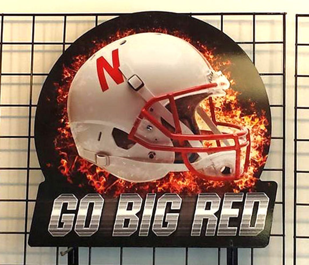 Nebraska Husker Go Big Red Fire Helmet Sign - Etsy