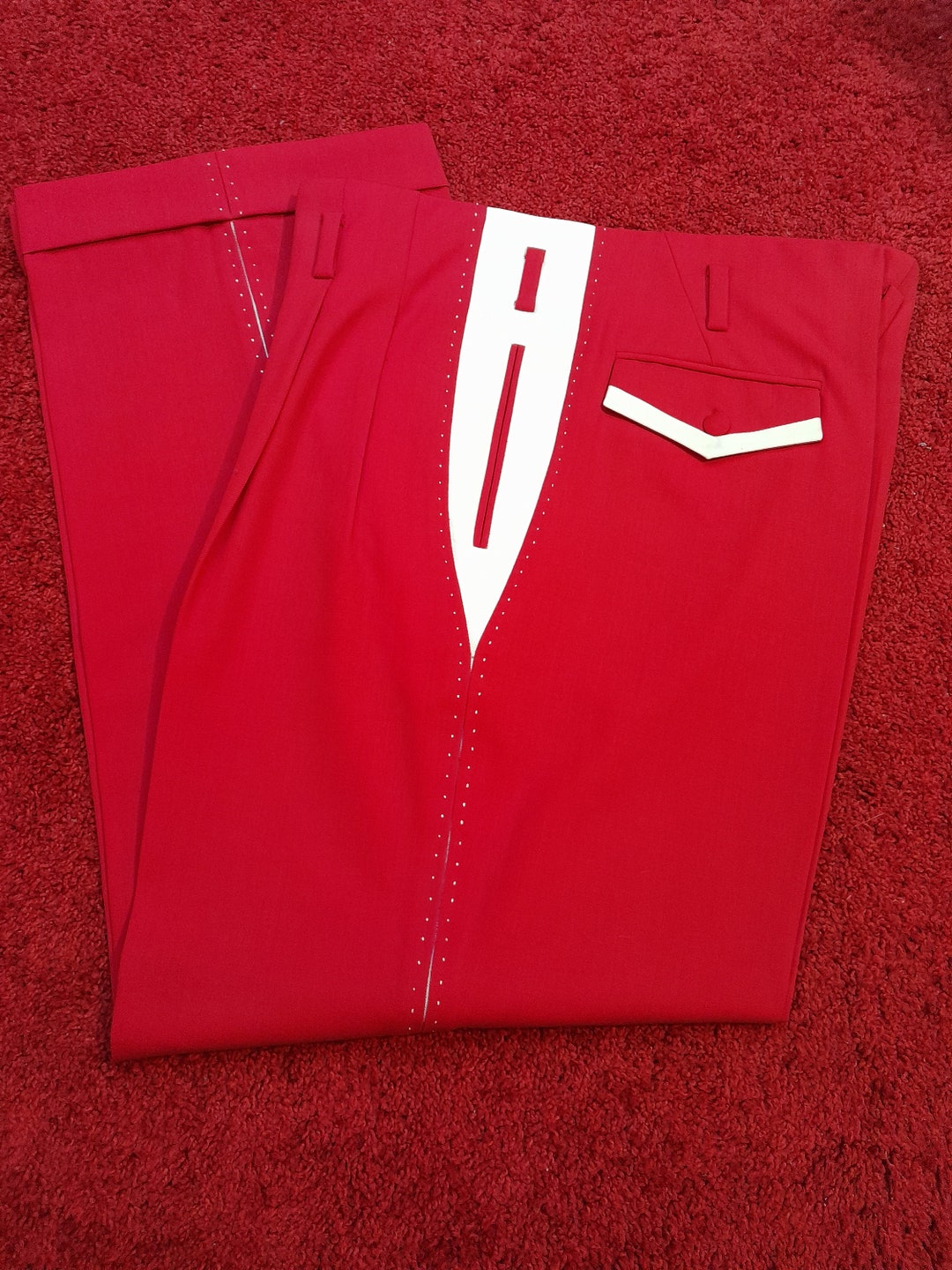 1950s Style Older Reproduction Two Tone Hollywood Pants RED and WHITE ...