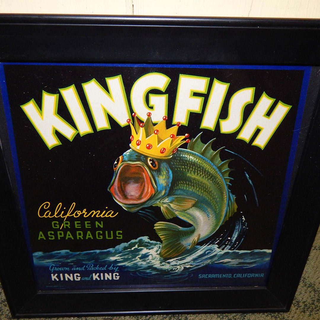 Vintage Crate Label - Framed Kingfish Asparagus Crate Label - Vintage ...