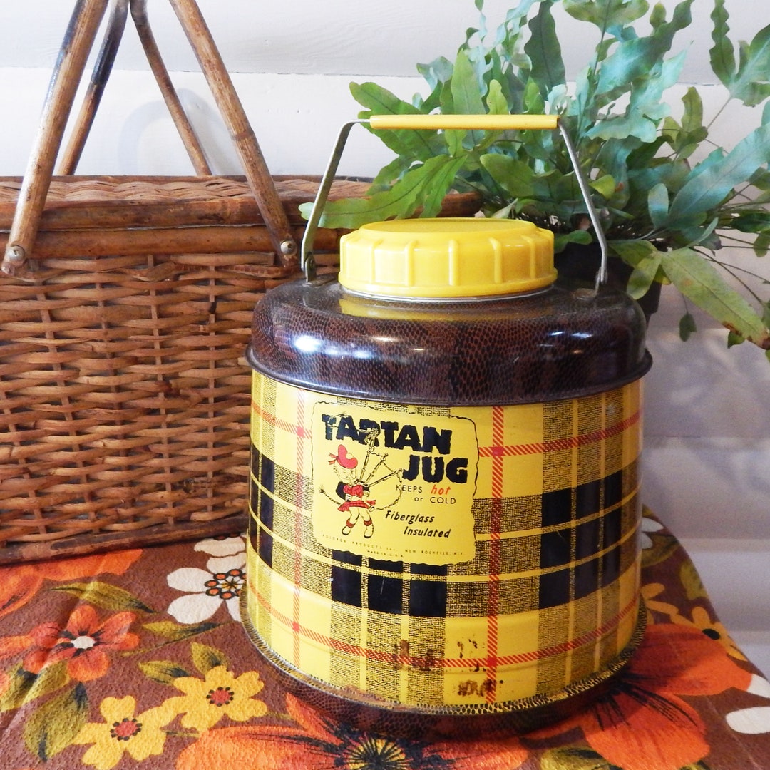Vintage Cooler - Plaid Thermos - Tartan Jug - Vintage Camping Cooler ...