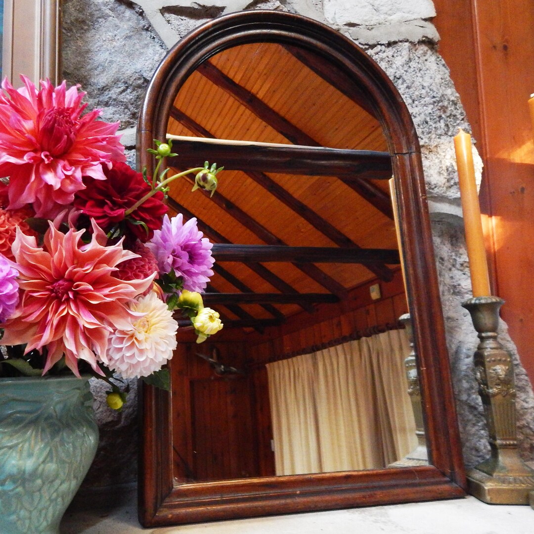 Antique Arched Mirror Wood Rounded Dresser Mirror Antique Wall Mirror ...