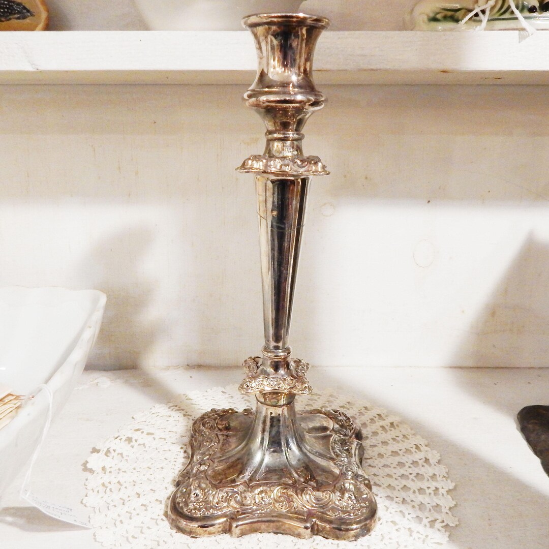 Vintage Silverplate Candlestick - Single Taper Candle Holder - Baroque ...