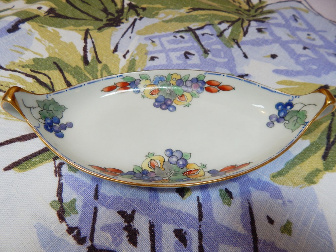 Antique Hand-painted Trinket Dish - Victorian Porcelain Plate - Gilt ...