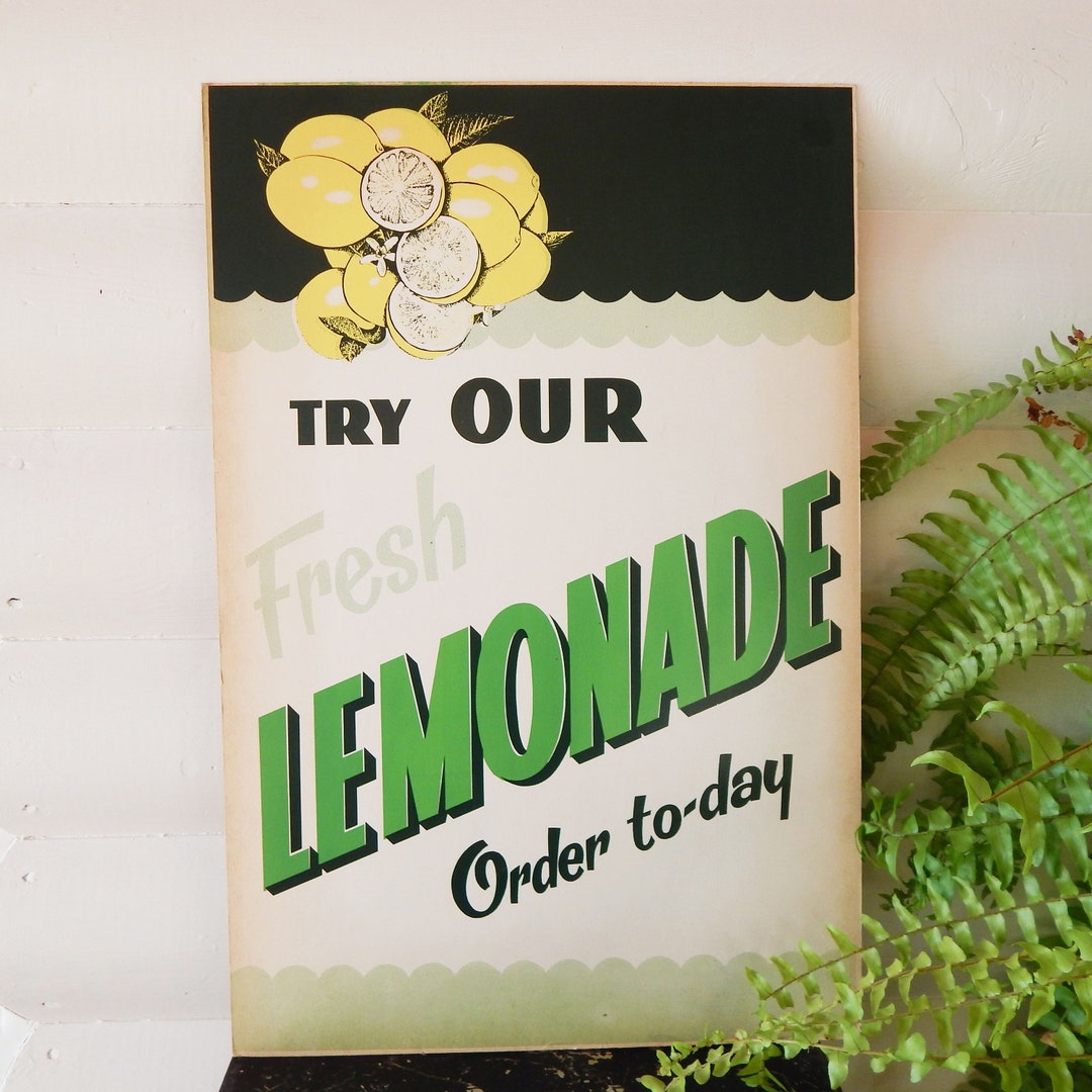 Lemonade Poster Vintage 1950s Cardboard Restaurant Sign - Etsy