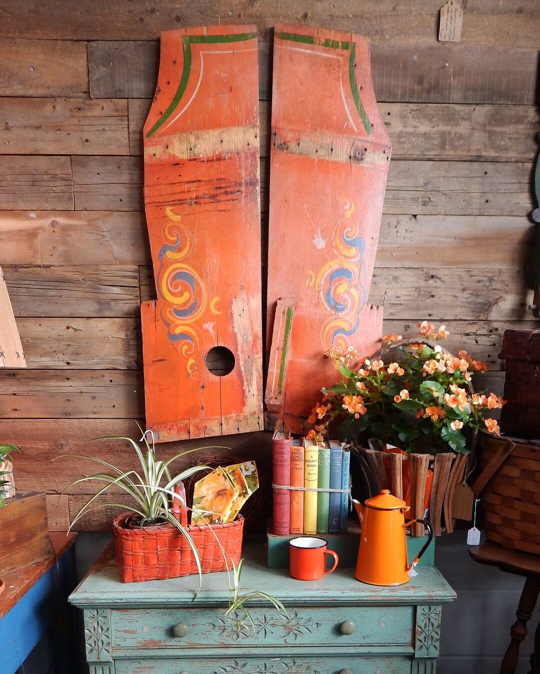 Antique Wall Decor - Seed Spreader - Hand Painted Side Panels - 1800s ...