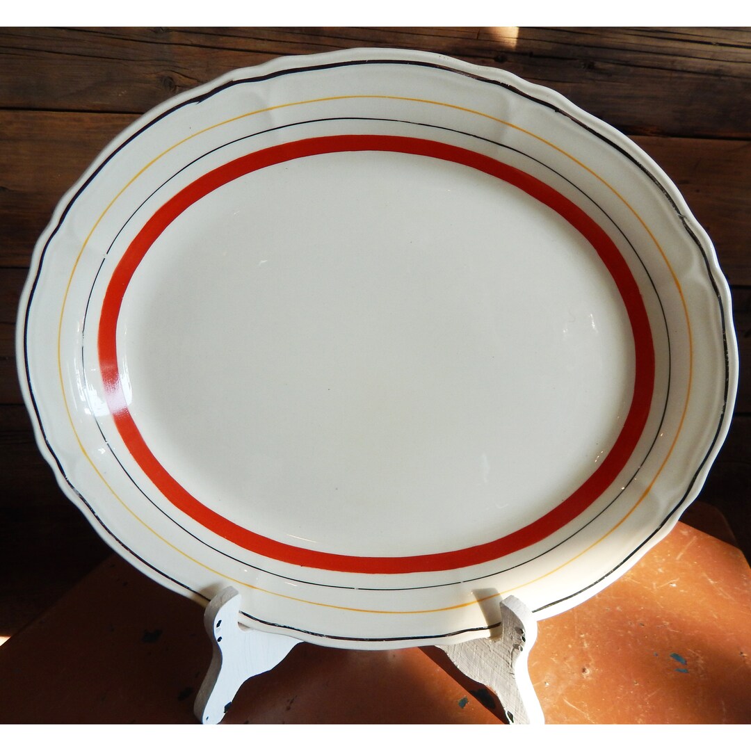 Vintage Serving Platter - Grindley England - Creampetal - Red and Black ...