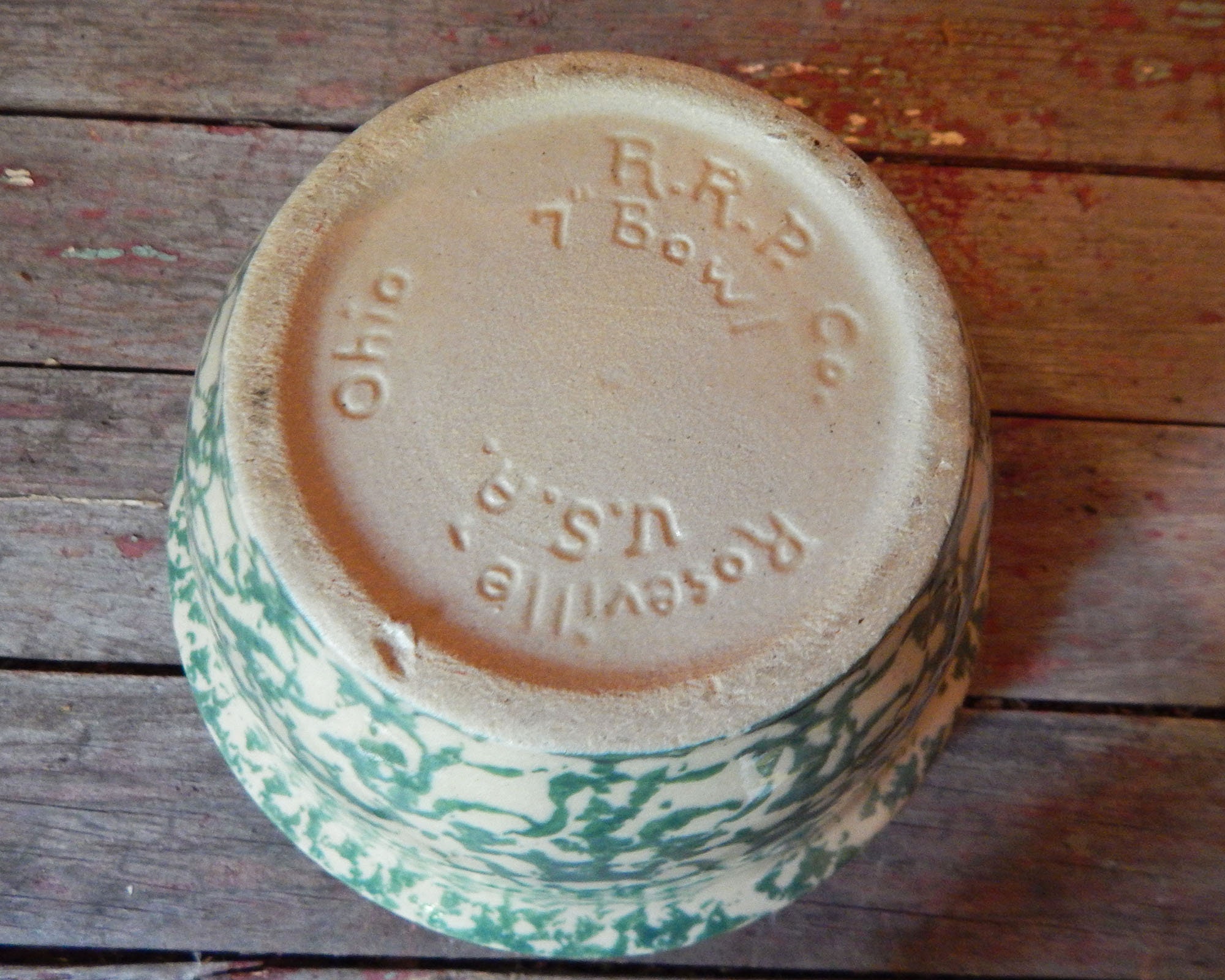 Vintage Green Spongeware Bowl Robinson Ransbottom RRP 7 - Etsy