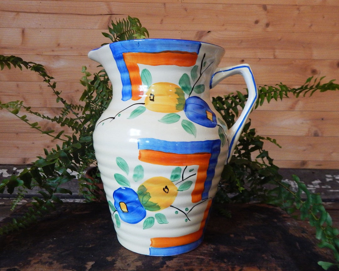 Antique Pitcher - Art Deco Pitcher - Hand Painted Pitcher - Vintage ...