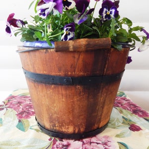Antique Wood Bucket Primitive Wood Pail Wood Stave Bucket Blacksmith ...