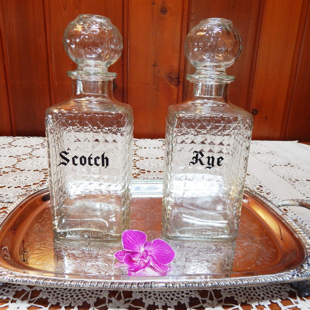 Vintage Decanters - Set of 2 - Whiskey Decanters - Fostoria Glass ...