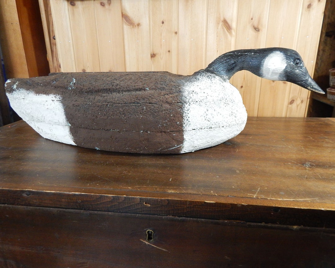 Vintage Canada Goose Decoy - Life Size Goose Sculpture - Goose Carving ...