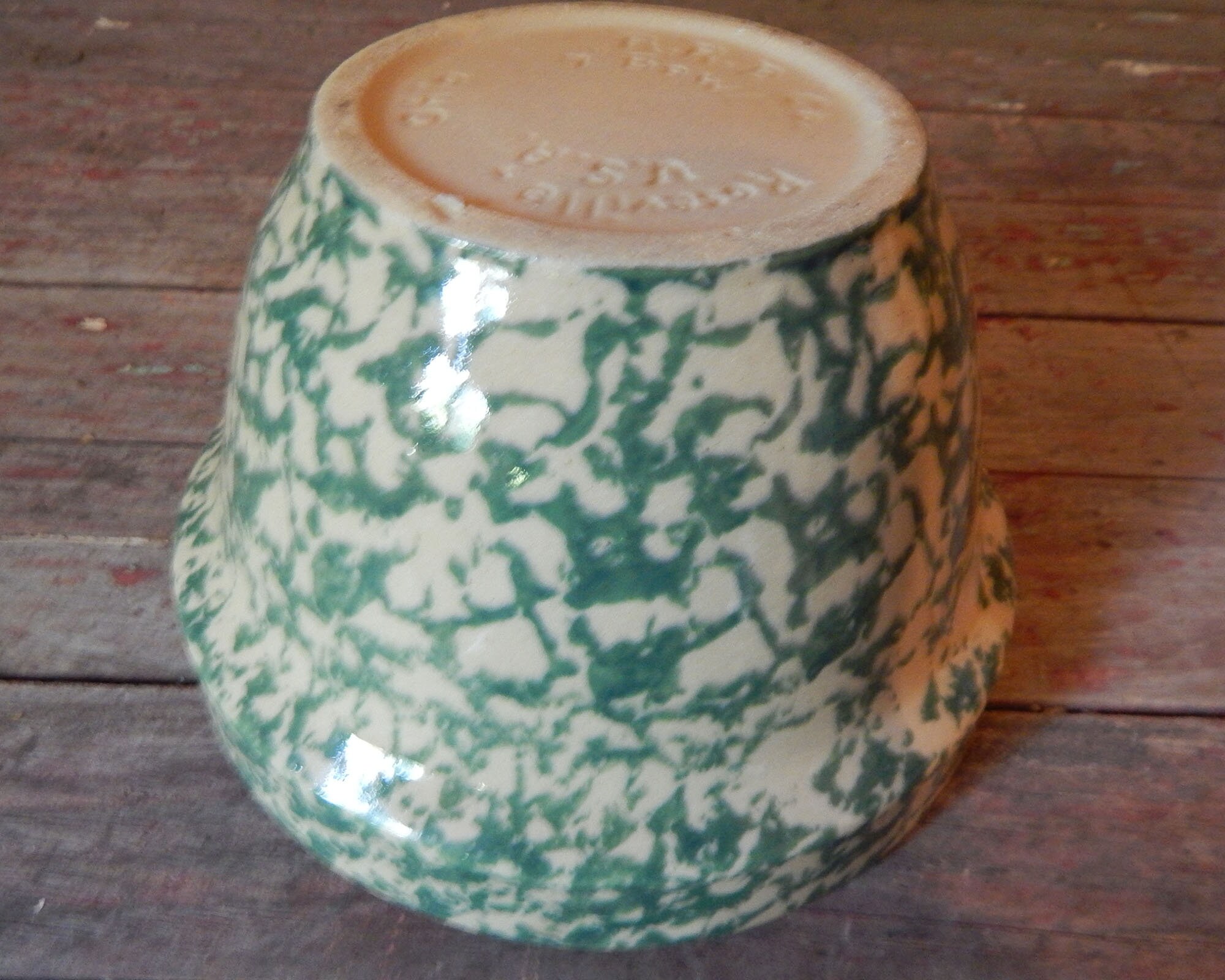 Vintage Green Spongeware Bowl Robinson Ransbottom RRP 7 - Etsy