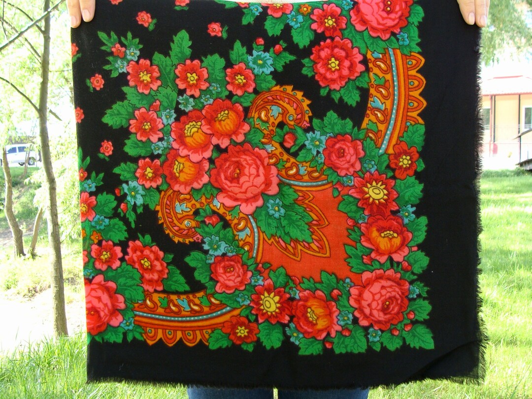Winter Scarf Wool Winter Scarf Winter Shawl Floral Winter Shawl Floral ...