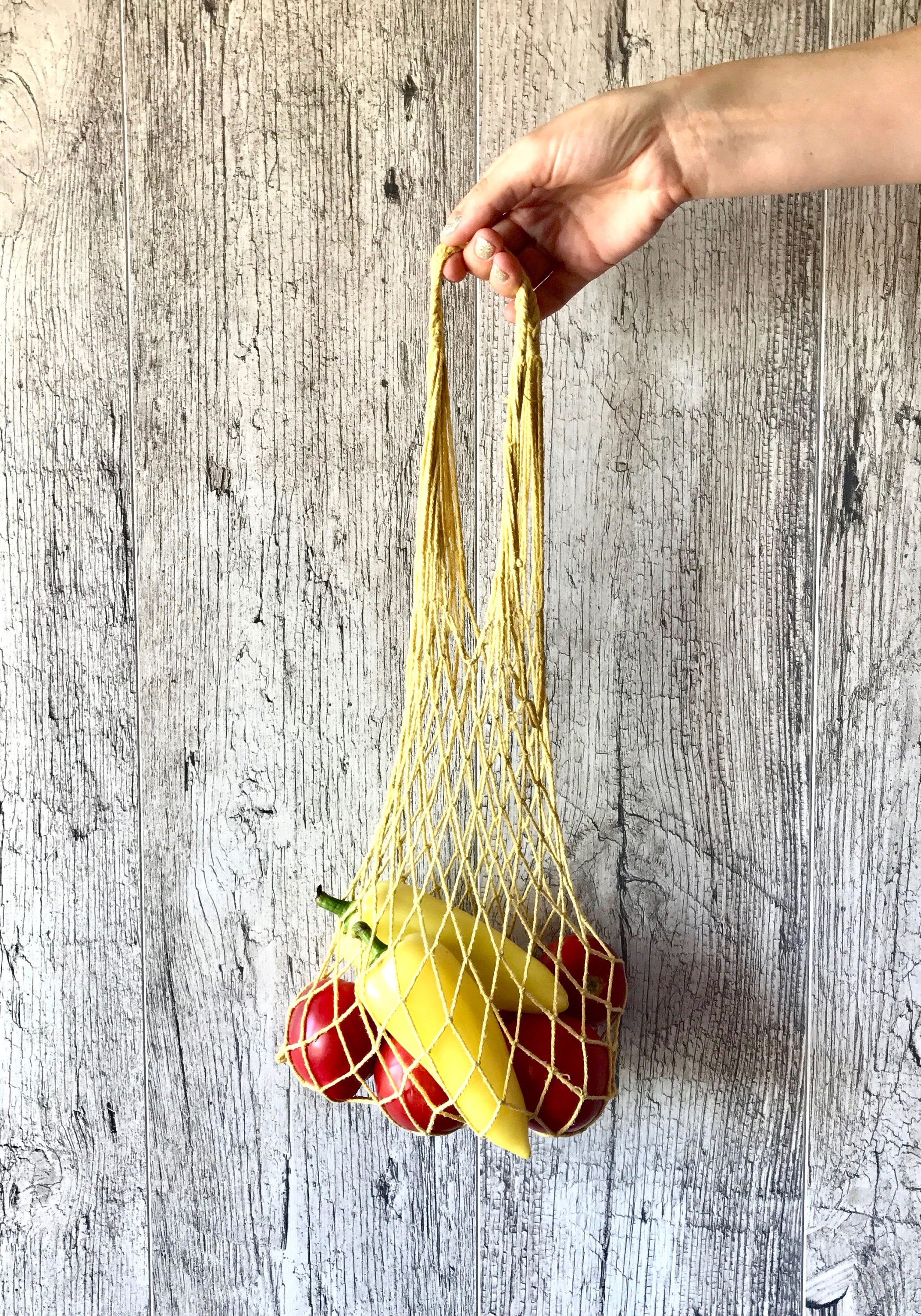 String Bag Market Bag Soviet String Bag Vintage Market Bag Yellow ...