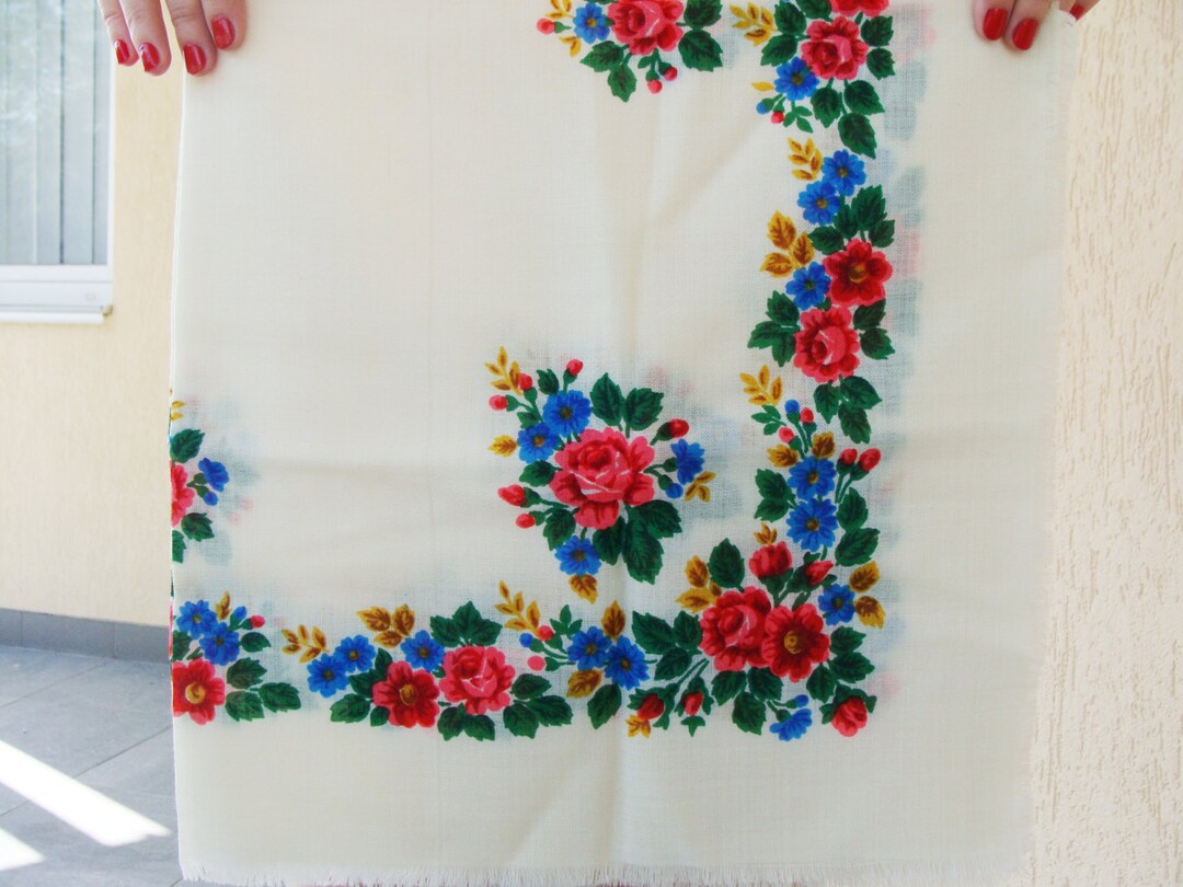 Ukrainian Scarf Ukrainian Shawl Floral Scarf White Shawl White Scarf ...